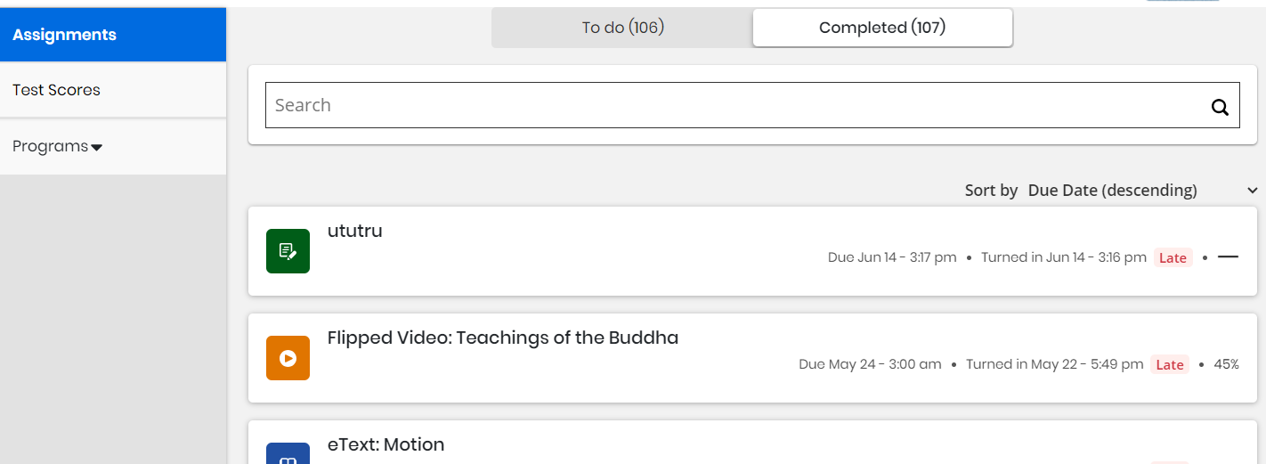 View Completed Assignments