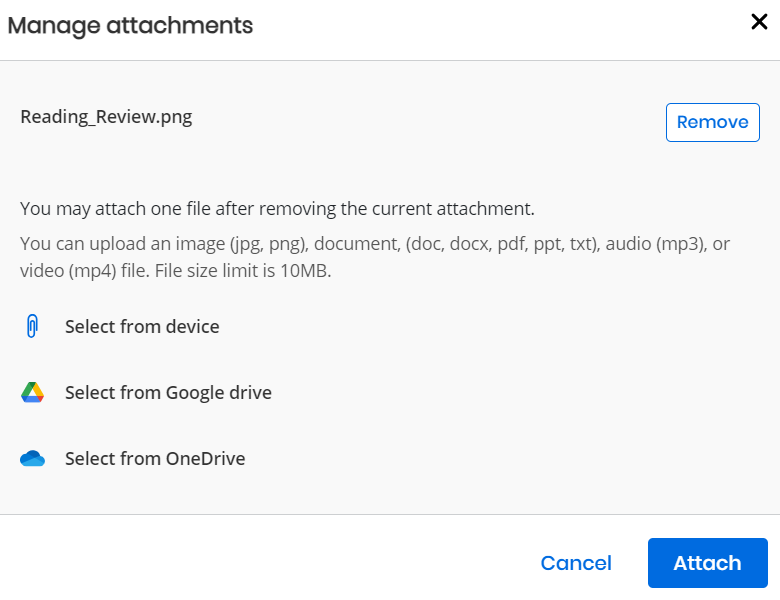 Remove An Attachment From An Assignment
